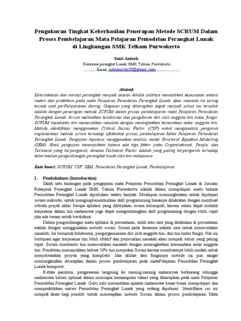 Contoh Laporan Menggunakan Metode Scrum | PDF
