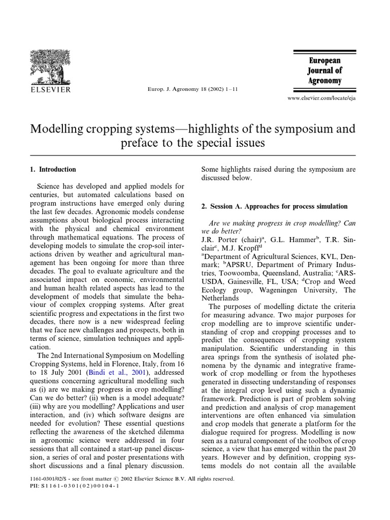 Modelling Cropping Systems 2002 | PDF | Conceptual Model | Source Code