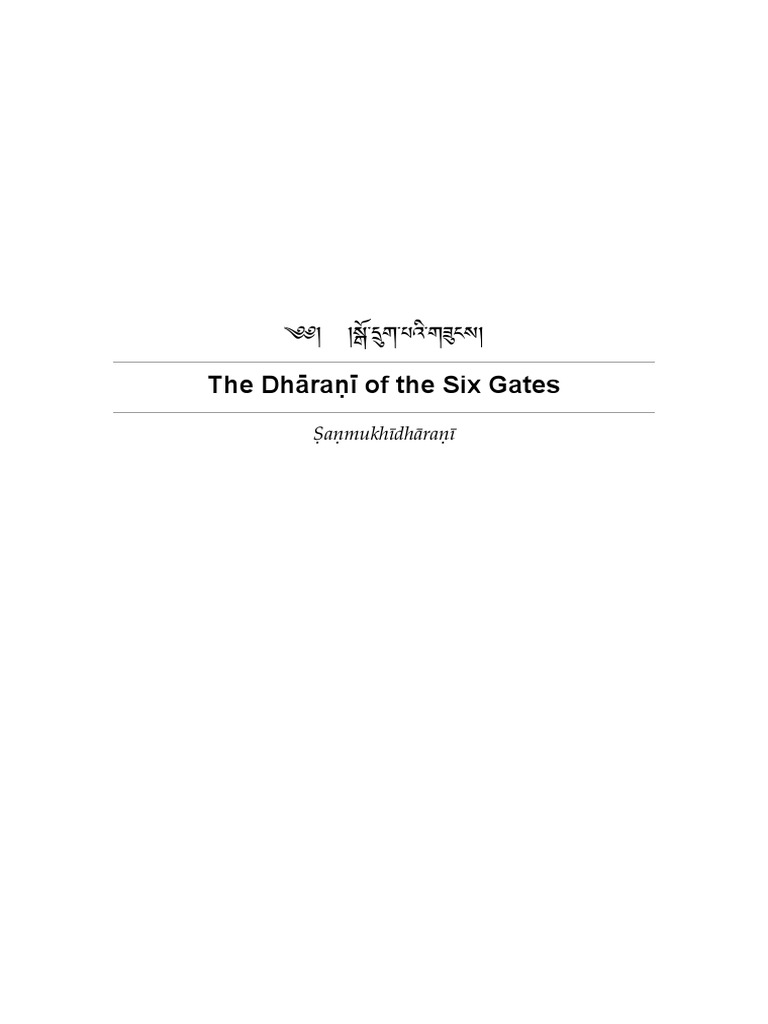 Toh916 - 84000 The Dharani of The Six Gates | PDF