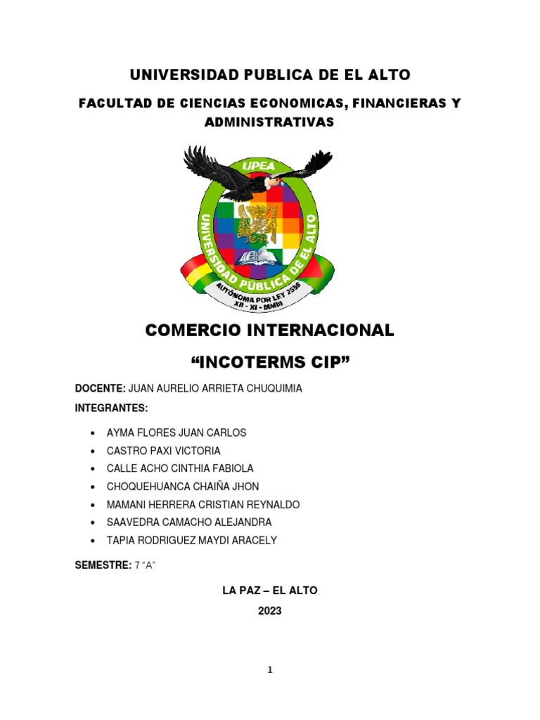 Incoterms CIP: Definición y Aplicación | PDF | Comercio | Derecho privado