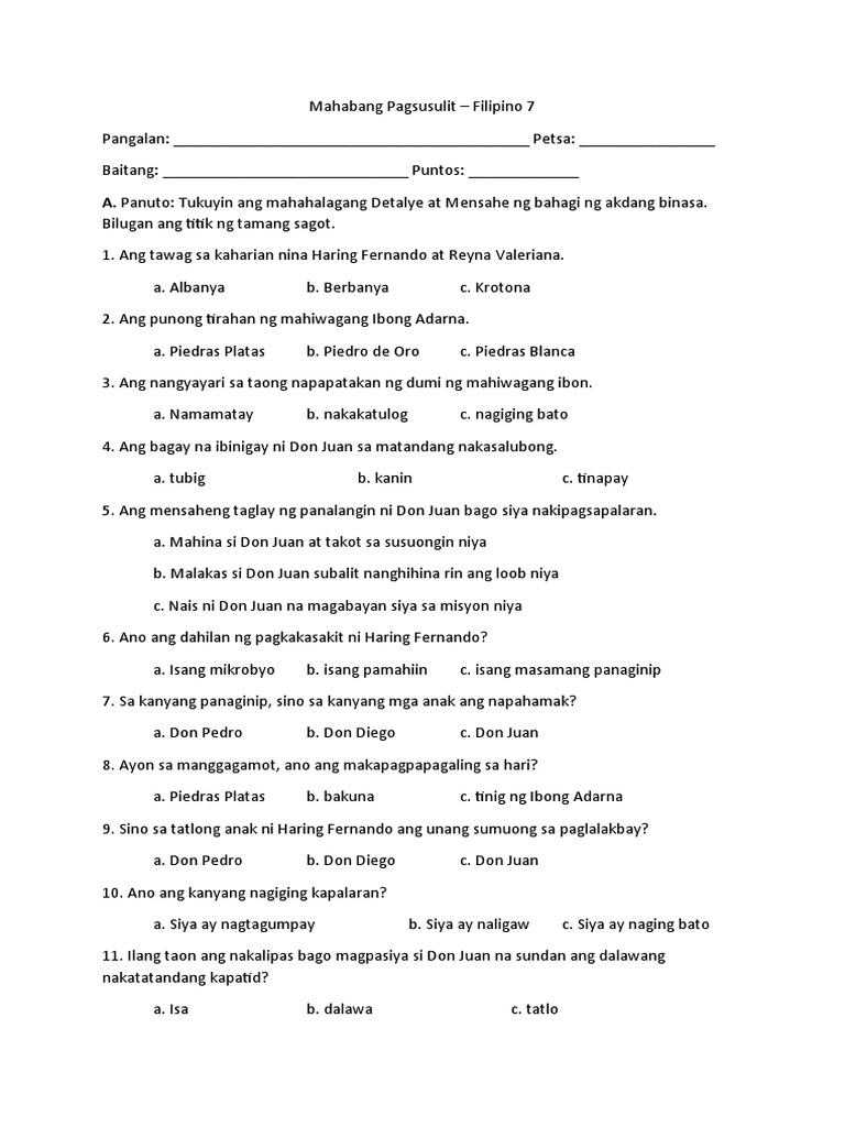 Mahabang-Pagsusulit | PDF