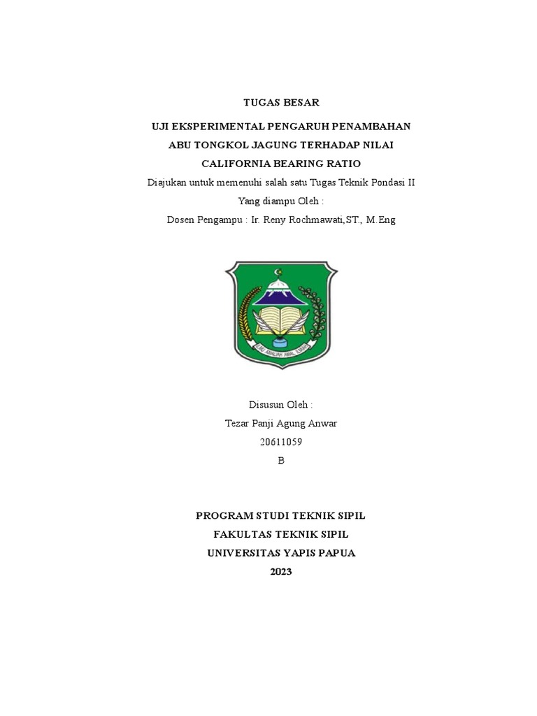 TB Teknik Pondasi - Tezar P. Agung Anwar 20611059 | PDF | Sains ...