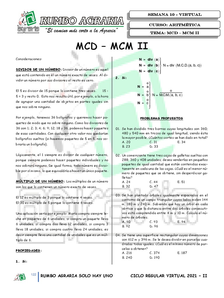 MCD MCM Ii | PDF | Matemáticas discretas | Matemáticas