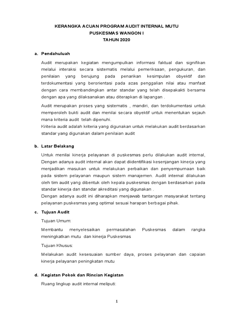 2 Kak Audit Mutu | PDF