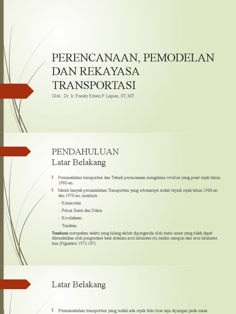 Perencanaan Pemodelan Dan Rekayasa Transportasi Pdf