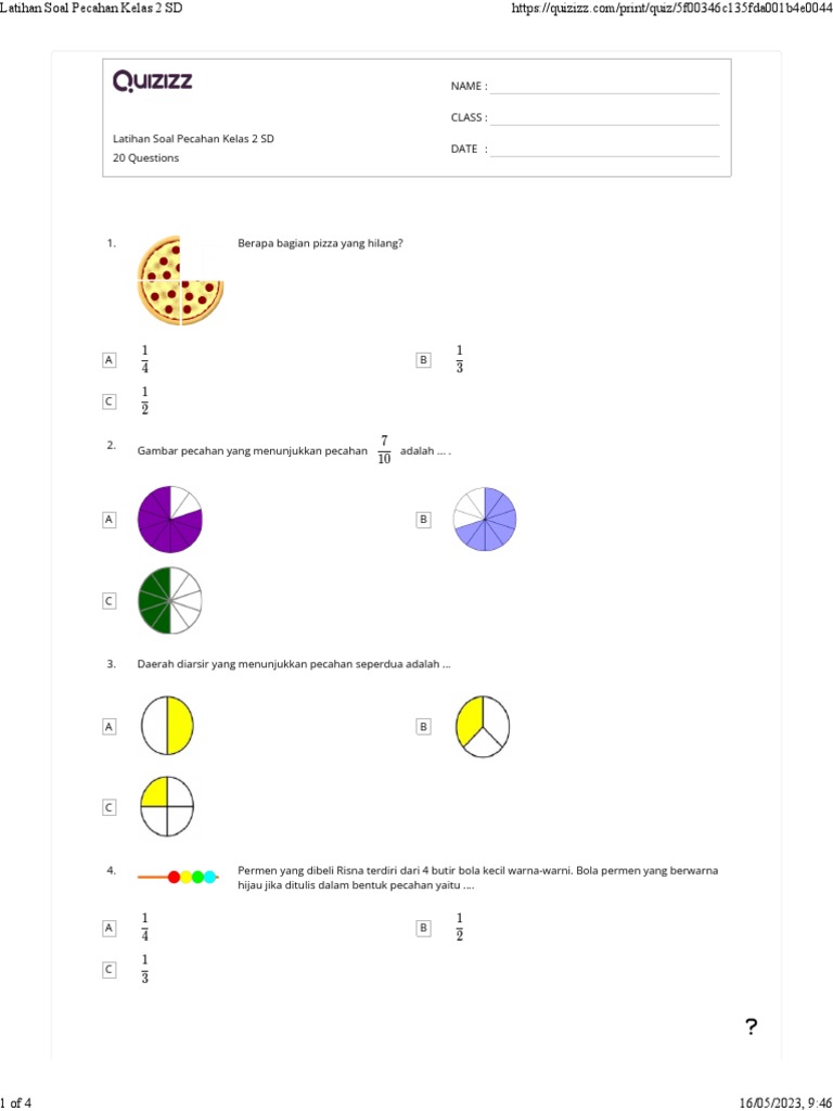 Latihan Soal Pecahan | PDF