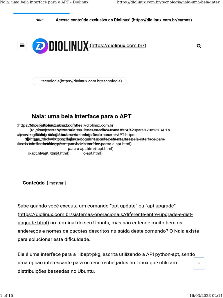Nala Uma Bela Interface para o APT - Diolinux | PDF | Software de sistema | Arquitetura de ...