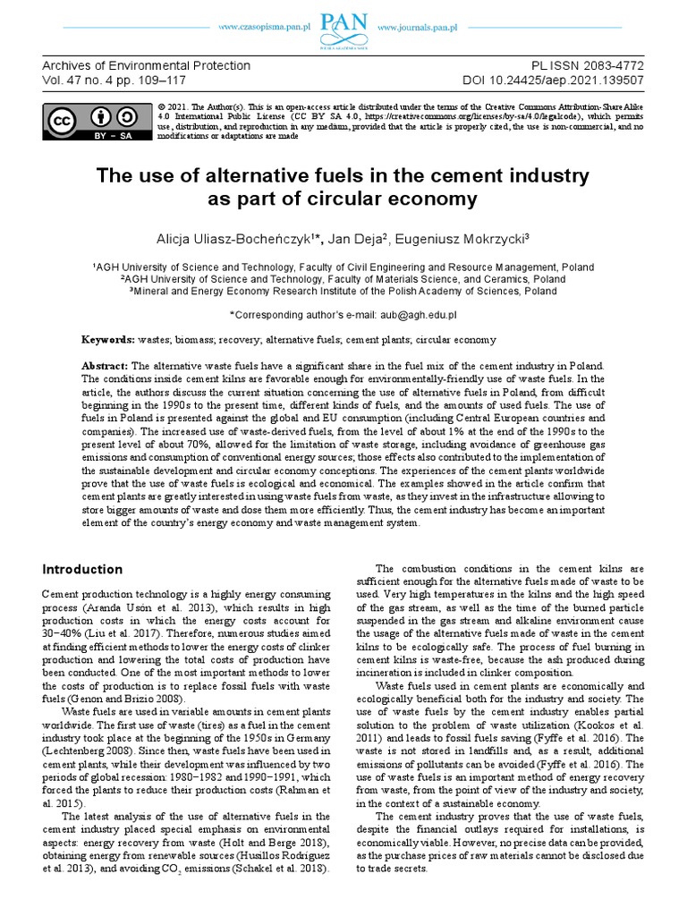 The Use of Alternative Fuels in The | PDF
