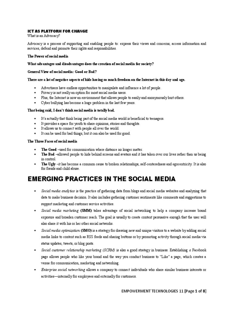 ICT for Social Change and Advocacy | PDF | Social Media | Popular ...