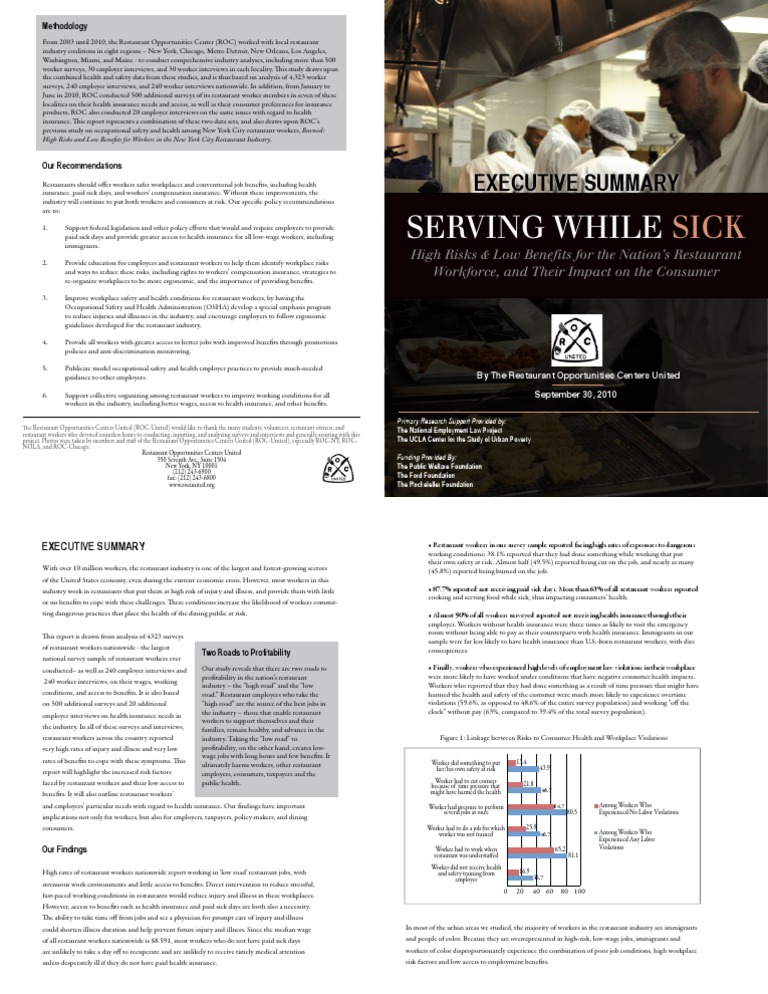 Executive Summary - Serving While Sick High Risks & Low Benefits For ...