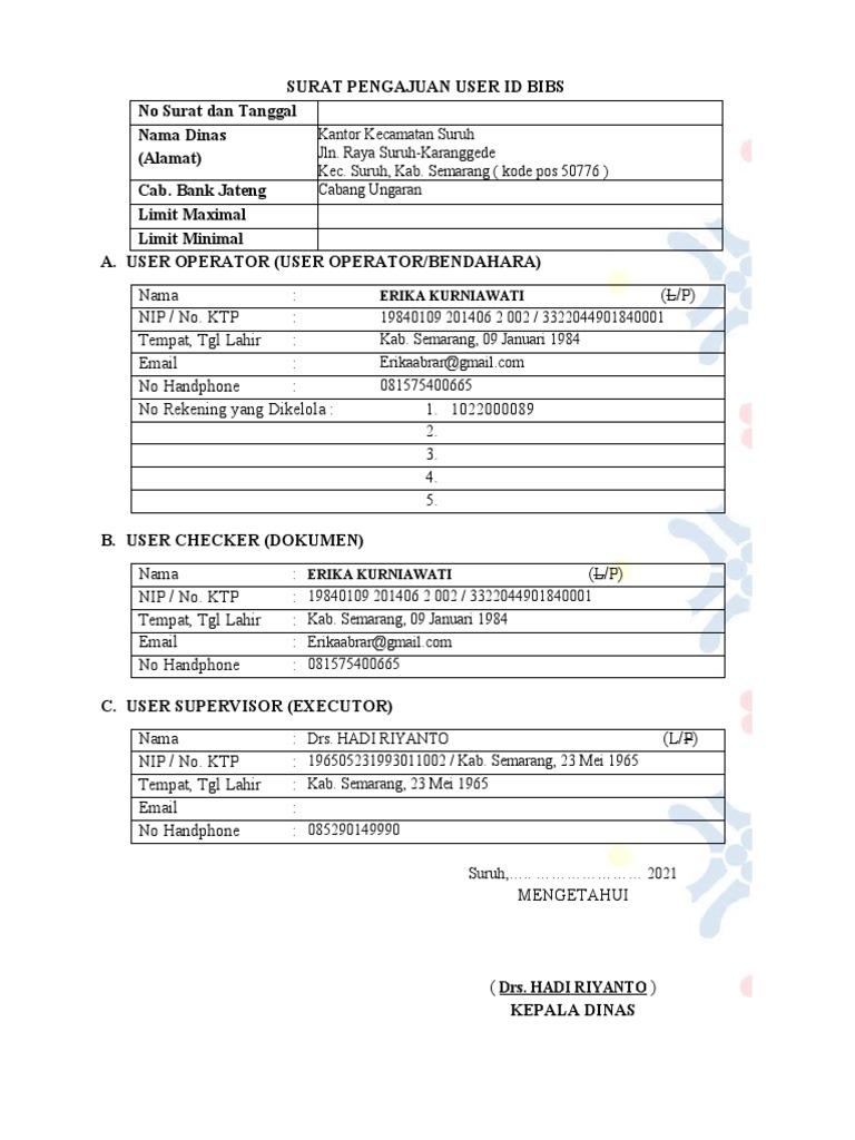 Surat Pengajuan User Id Cms Pemda Baru-Dikonversi | PDF