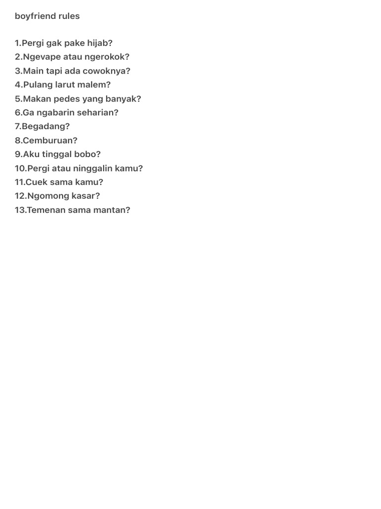 Boyfriend Rules | PDF