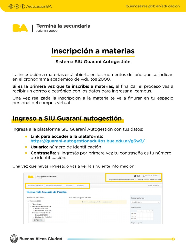 Tutorial Ad2000 - Inscripción A Materias | PDF | Software | Informática