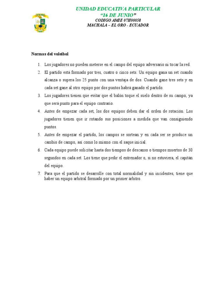 Reglamento De Voleibol Pdf