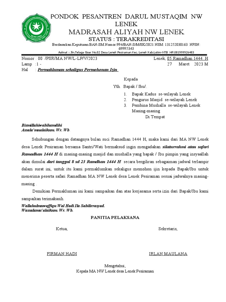 Surat Permakluman | PDF