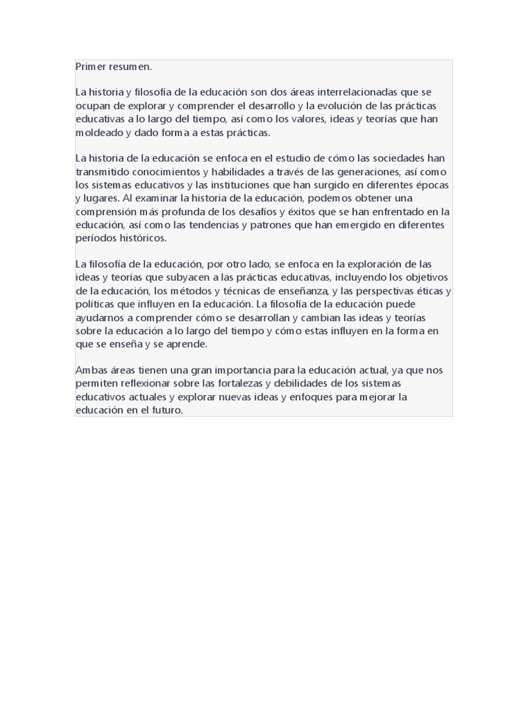 Resumen de La Historia y Filosofia de La Educacion | PDF | Conocimiento ... Resumen de La Historia y Filosofia de La Educacion | PDF | Conocimiento ...