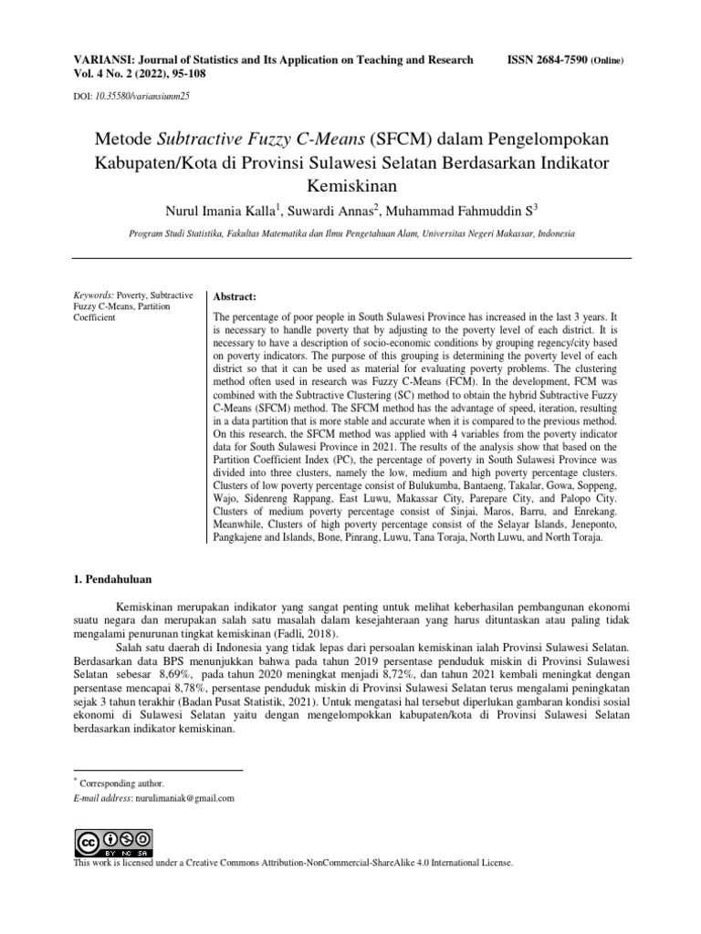 Metode Subtractive Fuzzy C Means Sfcm Dalam Pengelompokan Pdf Cluster Analysis Data Analysis