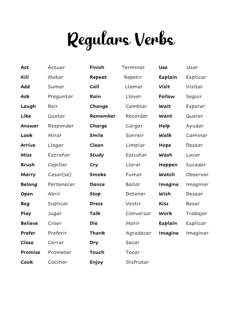 Verbs Regulars and Irregulars | PDF