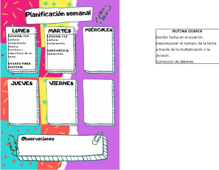Rutina Escolar Diaria CLE y Matemáticas | PDF