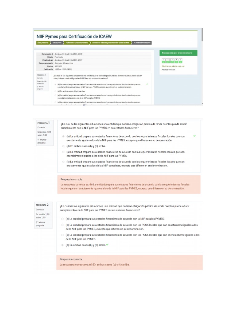 Examen Contenido I -NIFF Pymes | PDF