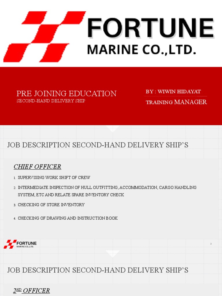 4.pre Joining Education Second-Hand Delivery Ship | PDF | Ships | Shipping