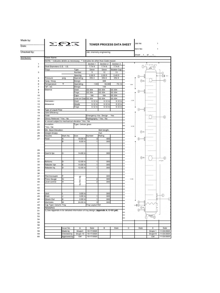 Tower-Process-Data-Sheet - Ex (Version 1) | PDF | Industrial Processes ...