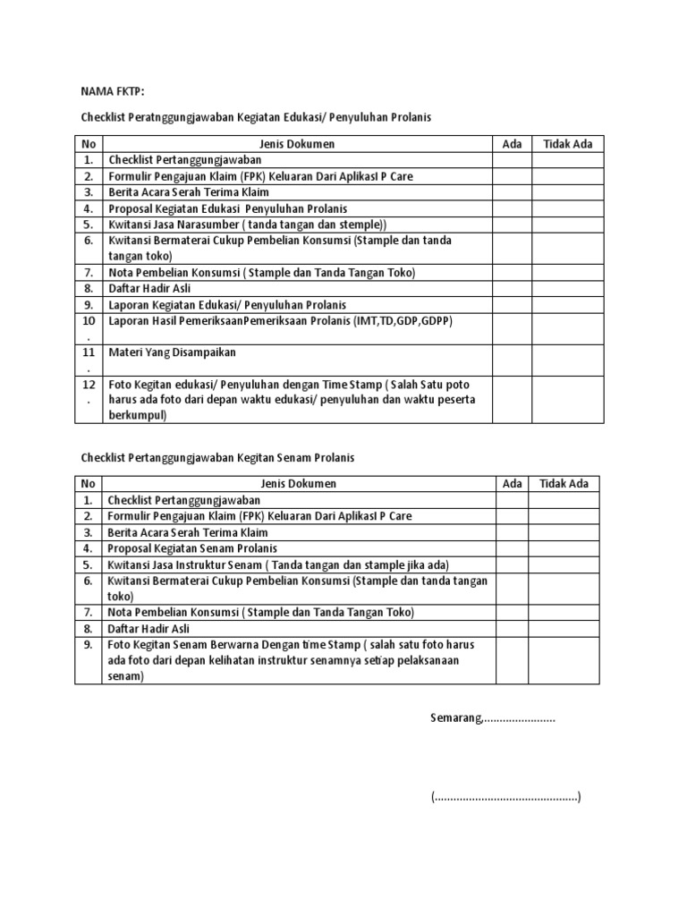 Checklist | PDF