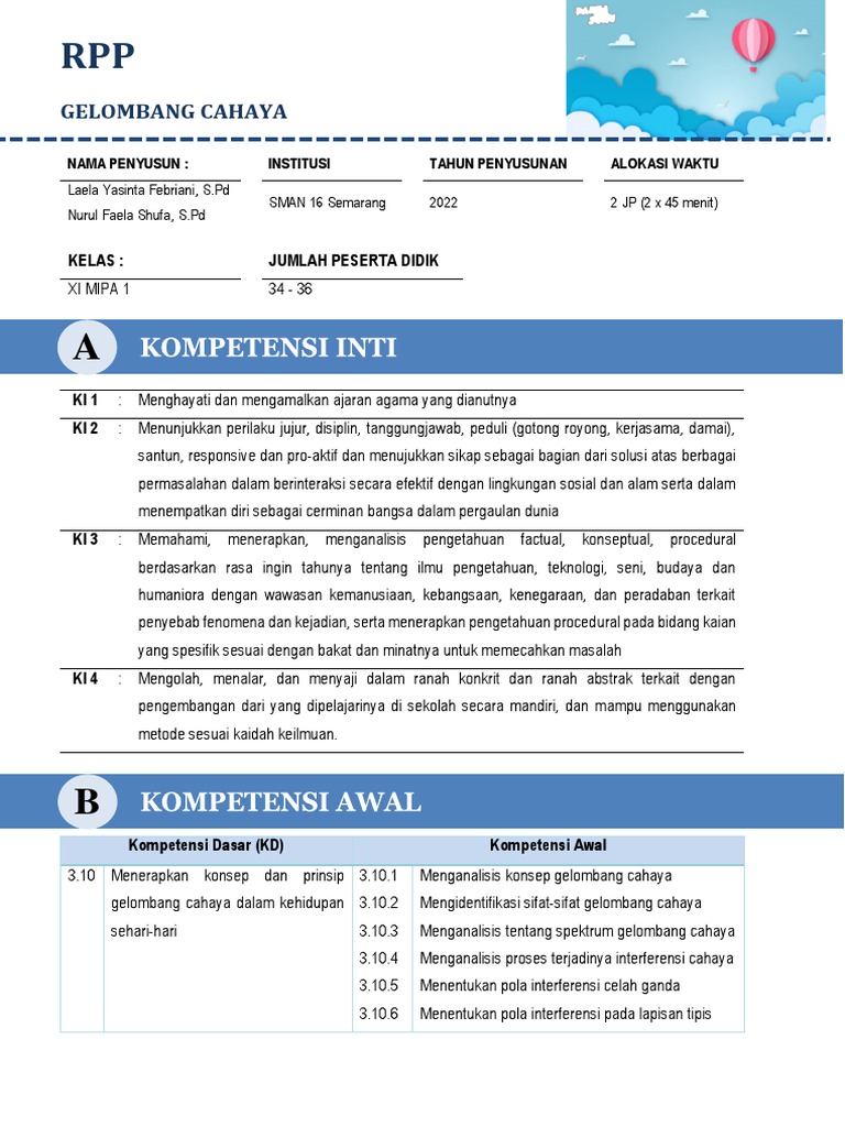 RPP Fisika: Gelombang Cahaya | PDF