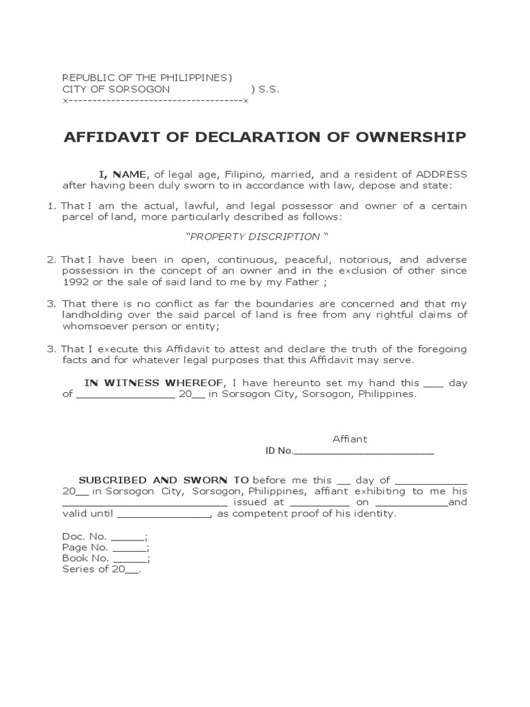 Affidavit of Ownership | PDF