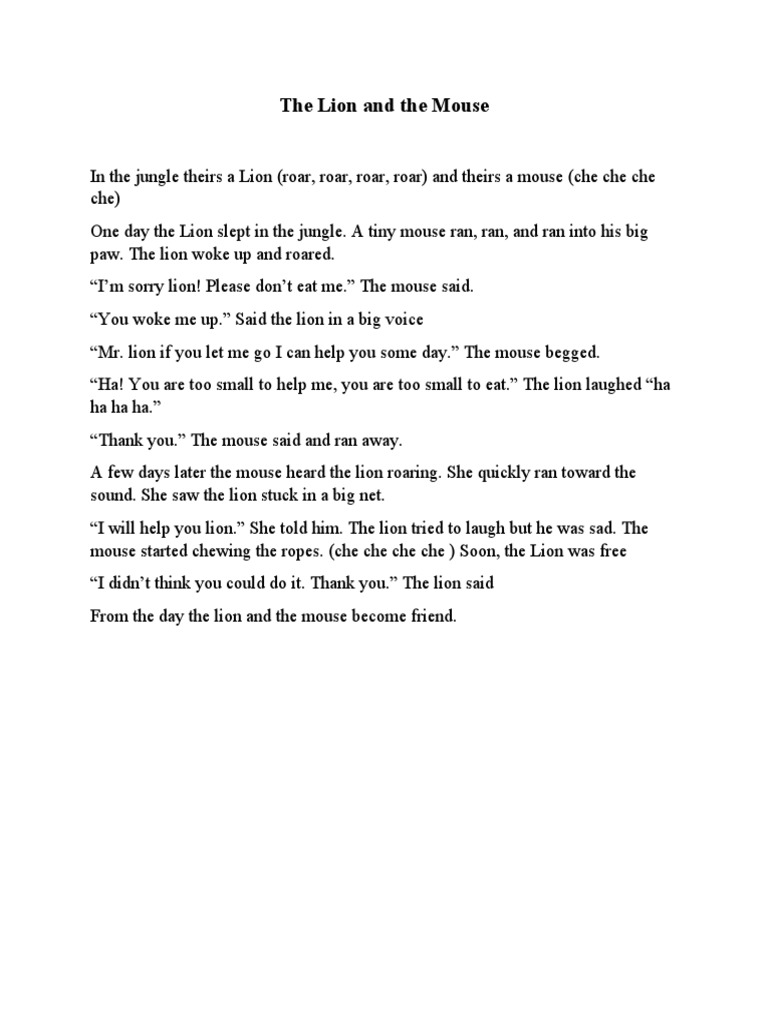 The Lion and The Mouse | PDF | Poetry