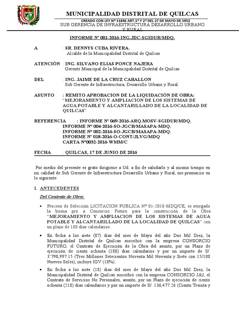 Informe de Aprobacion de Liquidacion | PDF | Economias Informe de Aprobacion de Liquidacion | PDF | Economias