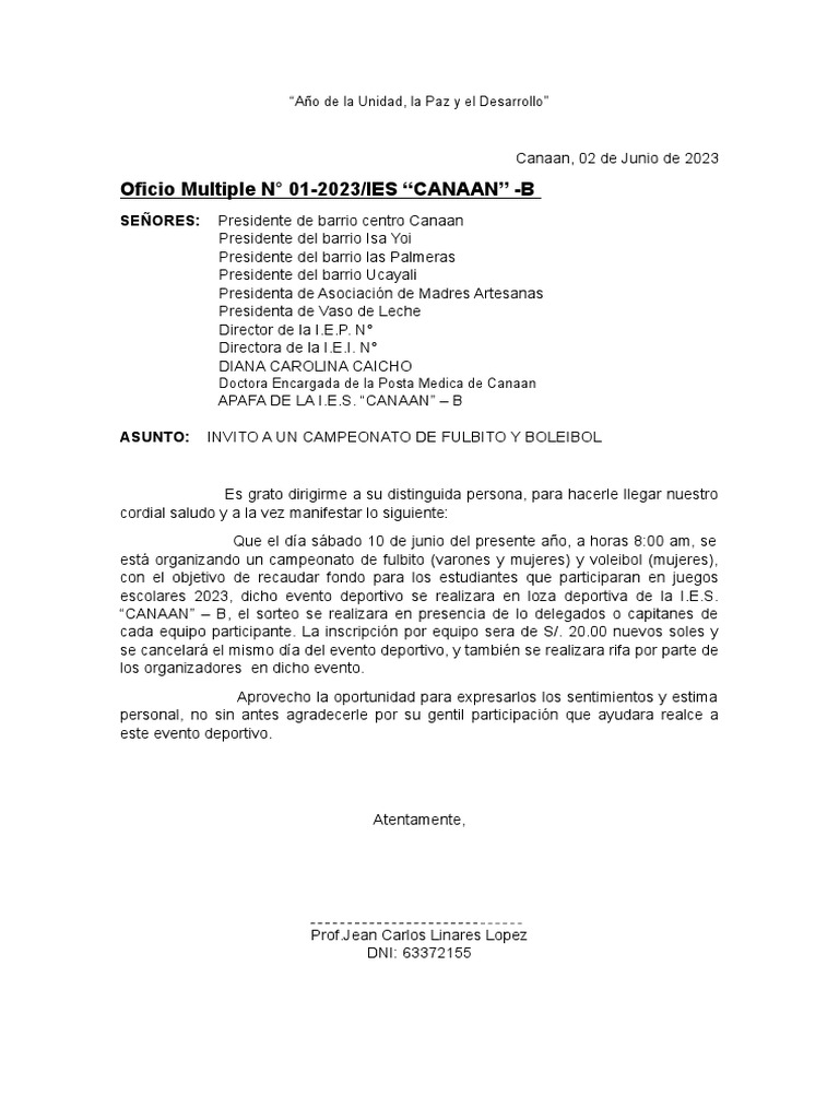 Oficio Multiple #01 | PDF | Deportes | Asociación de Futbol