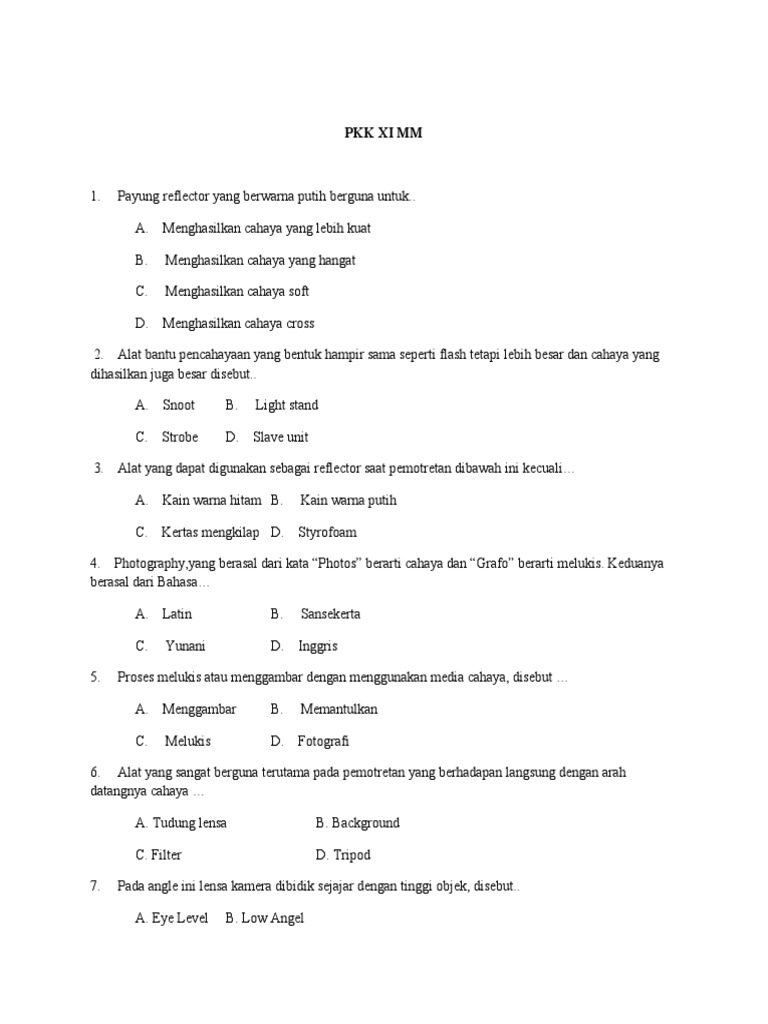 Soal PKK XI MM | PDF