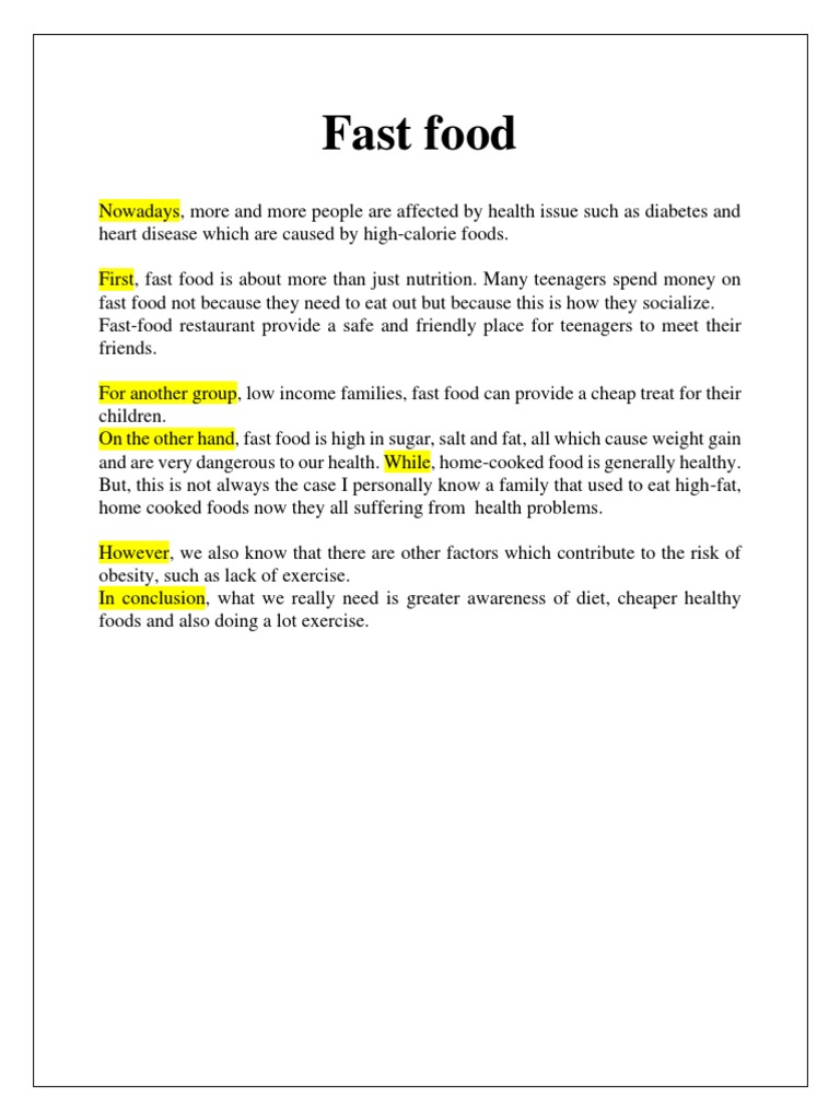 Fast Food: Health Risks and Social Impact | PDF