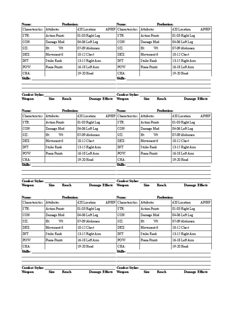 Mythras NPC Sheet | PDF