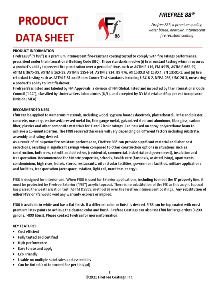 FireFre-88 Data Sheet | Download Free PDF | Drywall | Sheet Metal