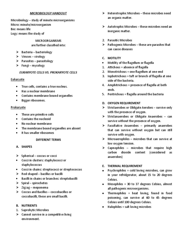 Microbiology Handout | PDF