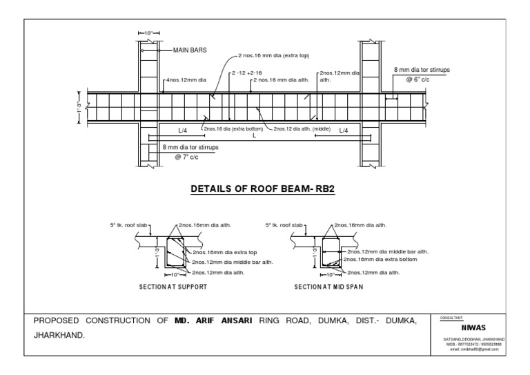 Details of Roof Beam-Rb2: Main Bars | PDF | Home & Garden