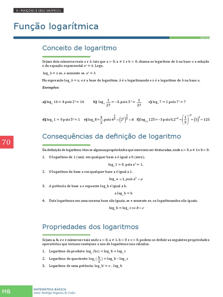 Logaritmo - Material de Apoio | PDF | Trigonometria | Logaritmo