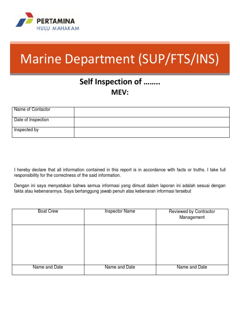 Marine Inspection Checklist | PDF