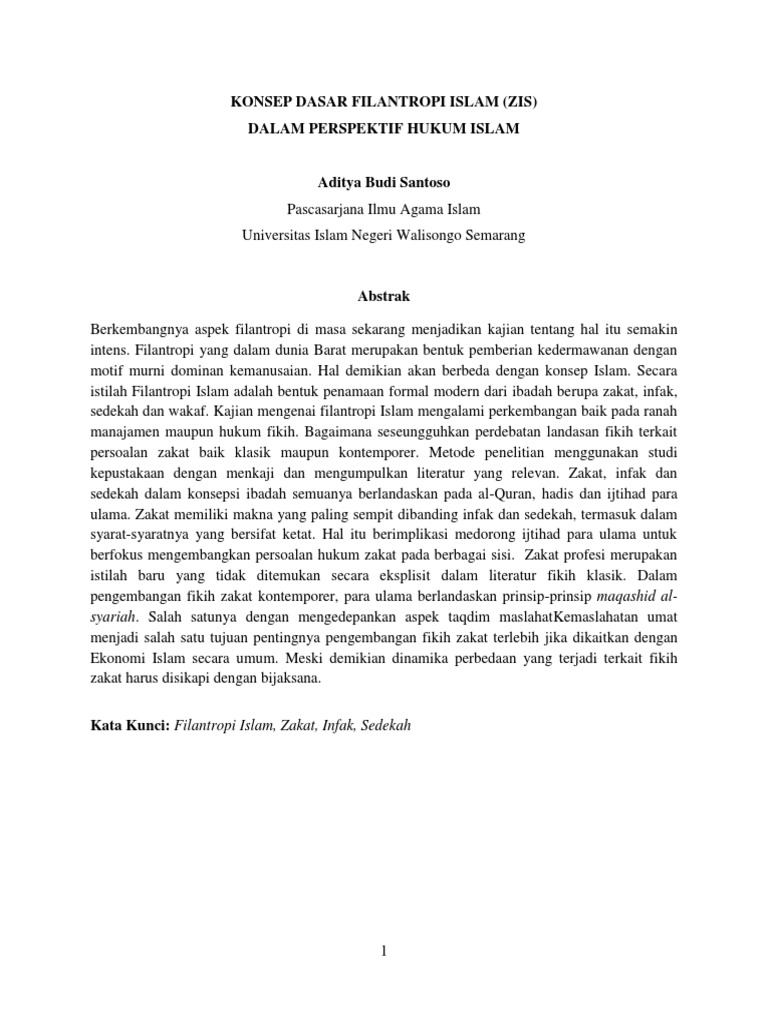 Konsep Dasar Filantropi Islam Dalam Perspektif Fikih | PDF