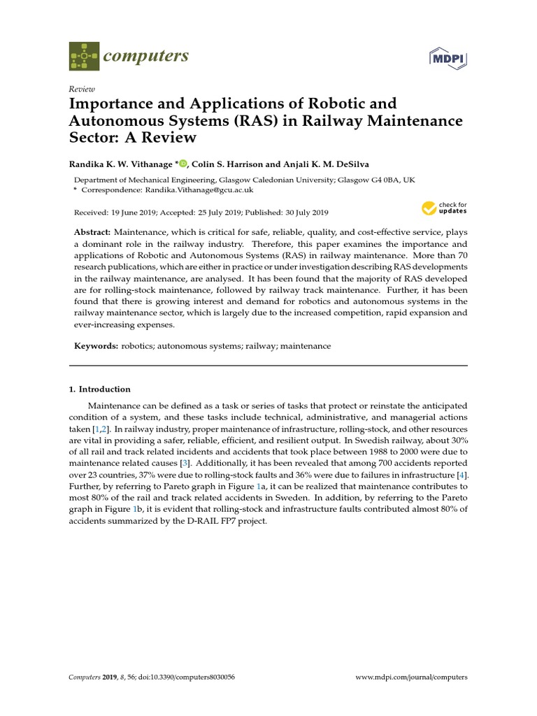 Importance and Applications of Robotic and Autonomous Systems (RAS) in Railway Maintenance ...