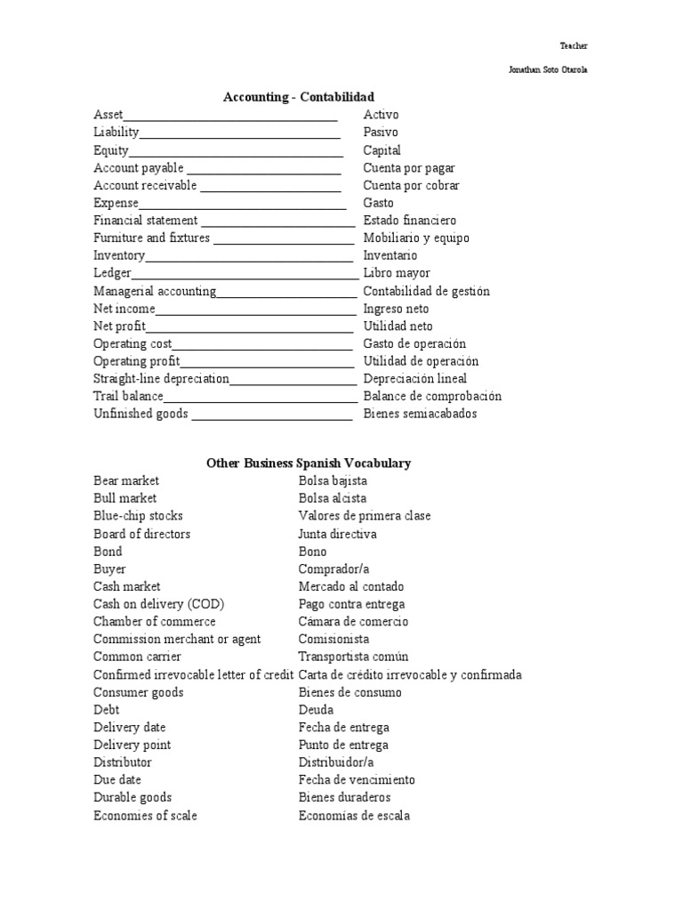 Accounting Vocabulary | Descargar gratis PDF | Derecho privado | Economias