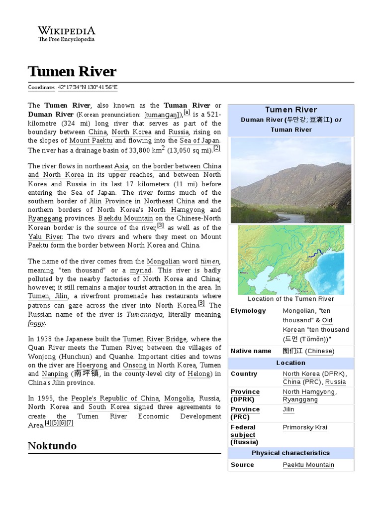Tumen River: Border of China and Korea | PDF | Languages Of China ...