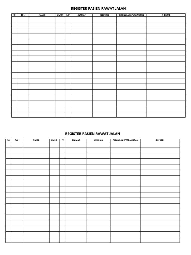 Register Pasien Rawat Jalan Praktik Mandiri | PDF
