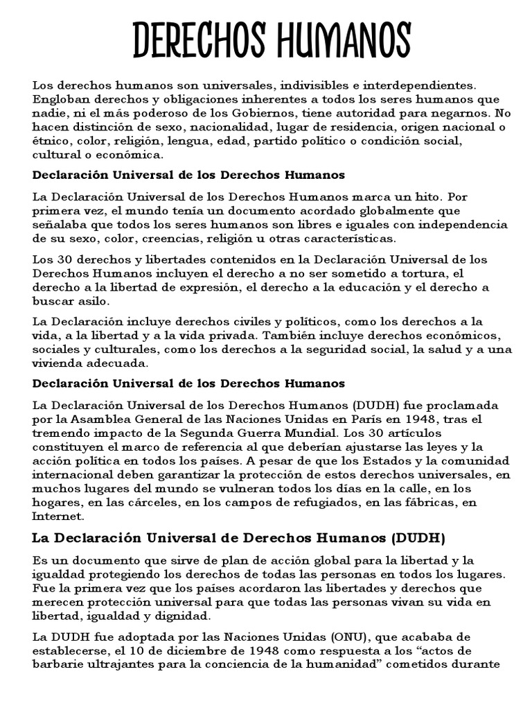 Derechos Humanos Universales | PDF | Derechos humanos | Principios éticos