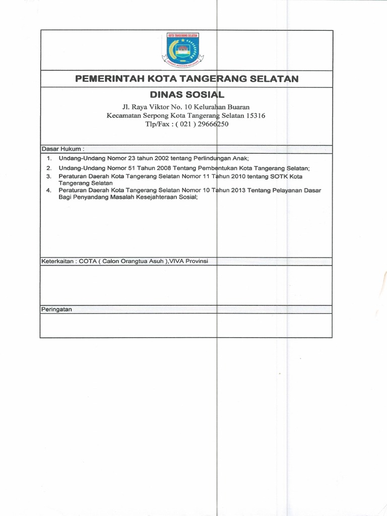 SOP Adopsi Anak Di Kota Tangerang Selatan | PDF