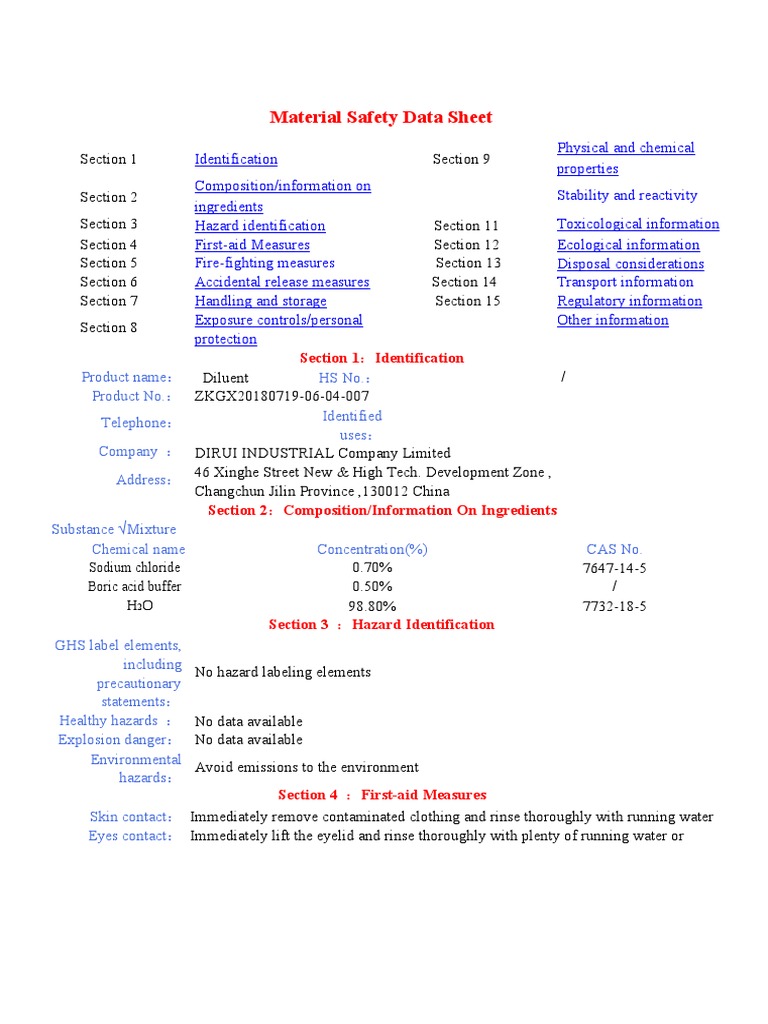 Diluent MSDS | PDF | Toxicity | Materials