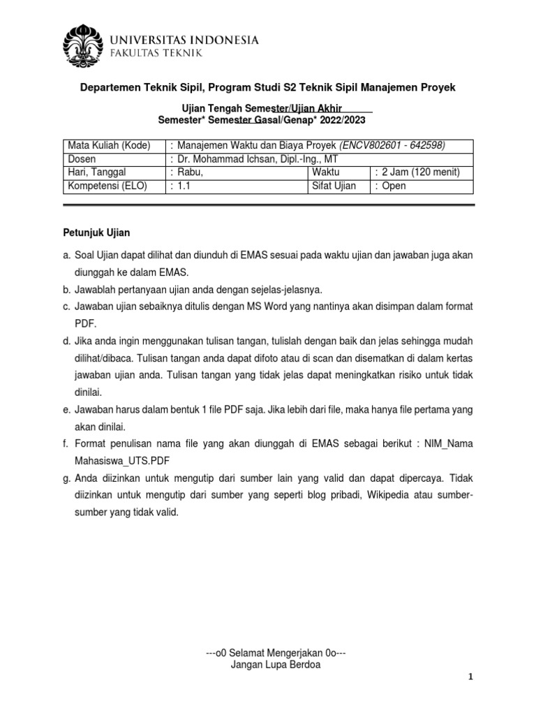 Soal UTS MBW 2023 OK | PDF