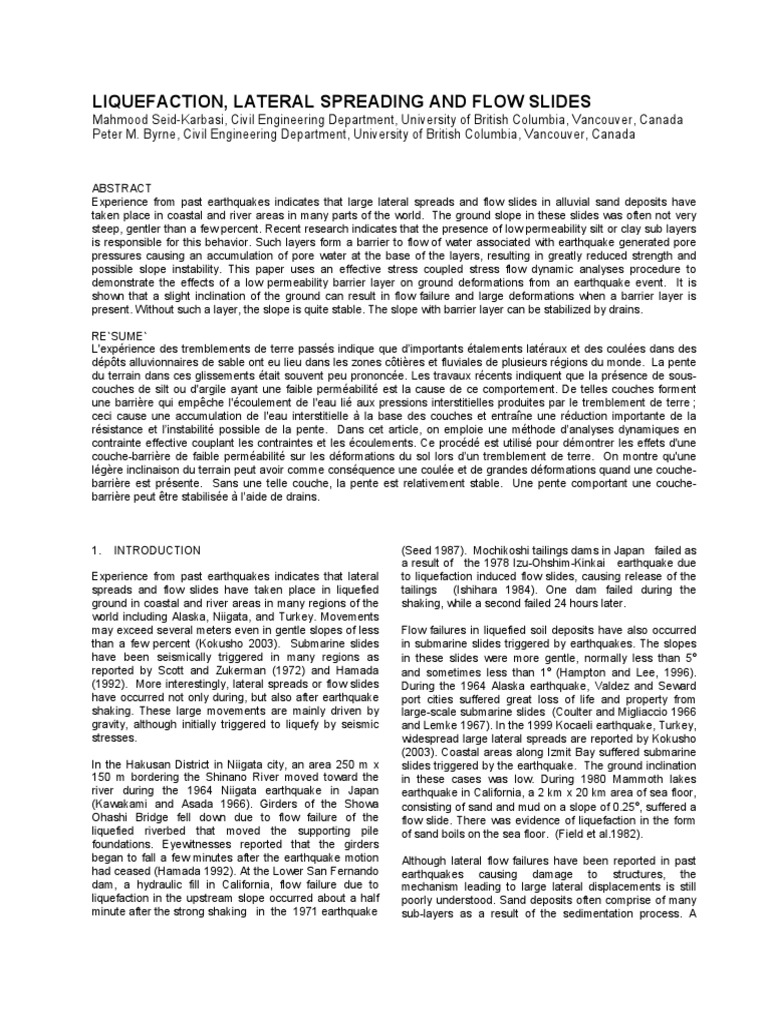 Effets de la liquéfaction lors des séismes | PDF | Géographie physique ...